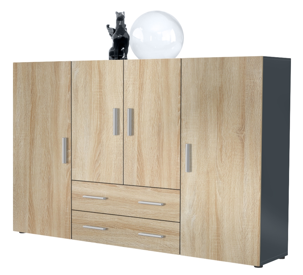 Highboard Sideboard Kommode Anrichte Wohnzimmer Möbel Nora in Anthrazit ...